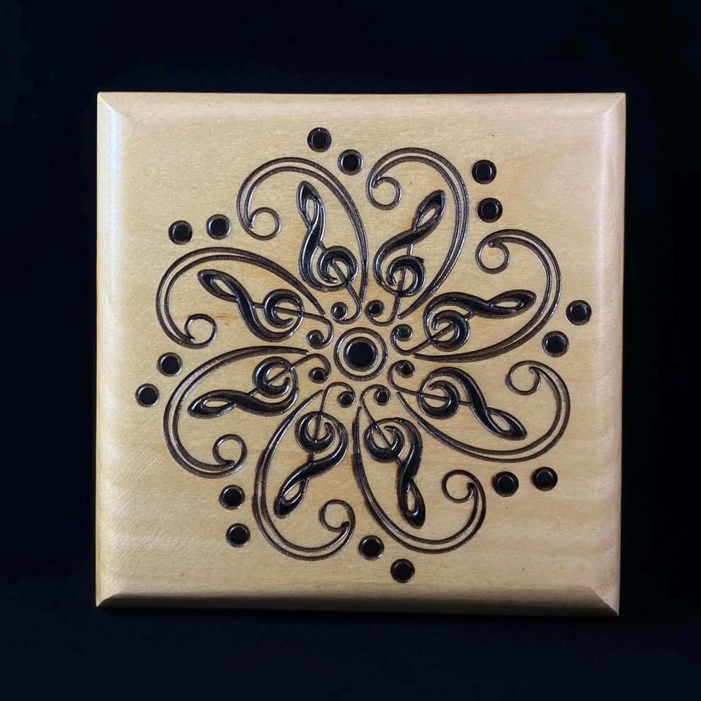 Treble Clef Design Jewelry Box, Handmade Hinged Wooden Treasure Box ...